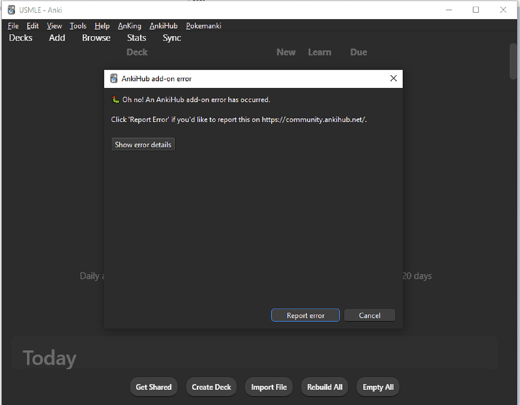 Error trying to sync my anki - 🐛 Bug - AnkiHub Community Error trying to sync my anki - 🐛 Bug - AnkiHub Community
